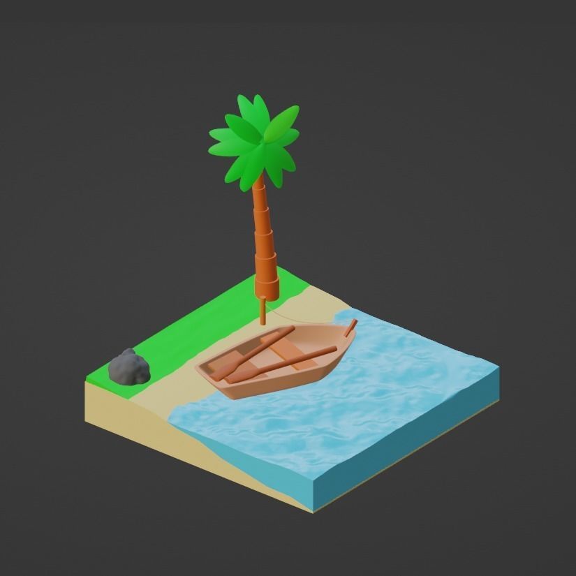 3D model Beach scene-low poly VR / AR / low-poly | CGTrader