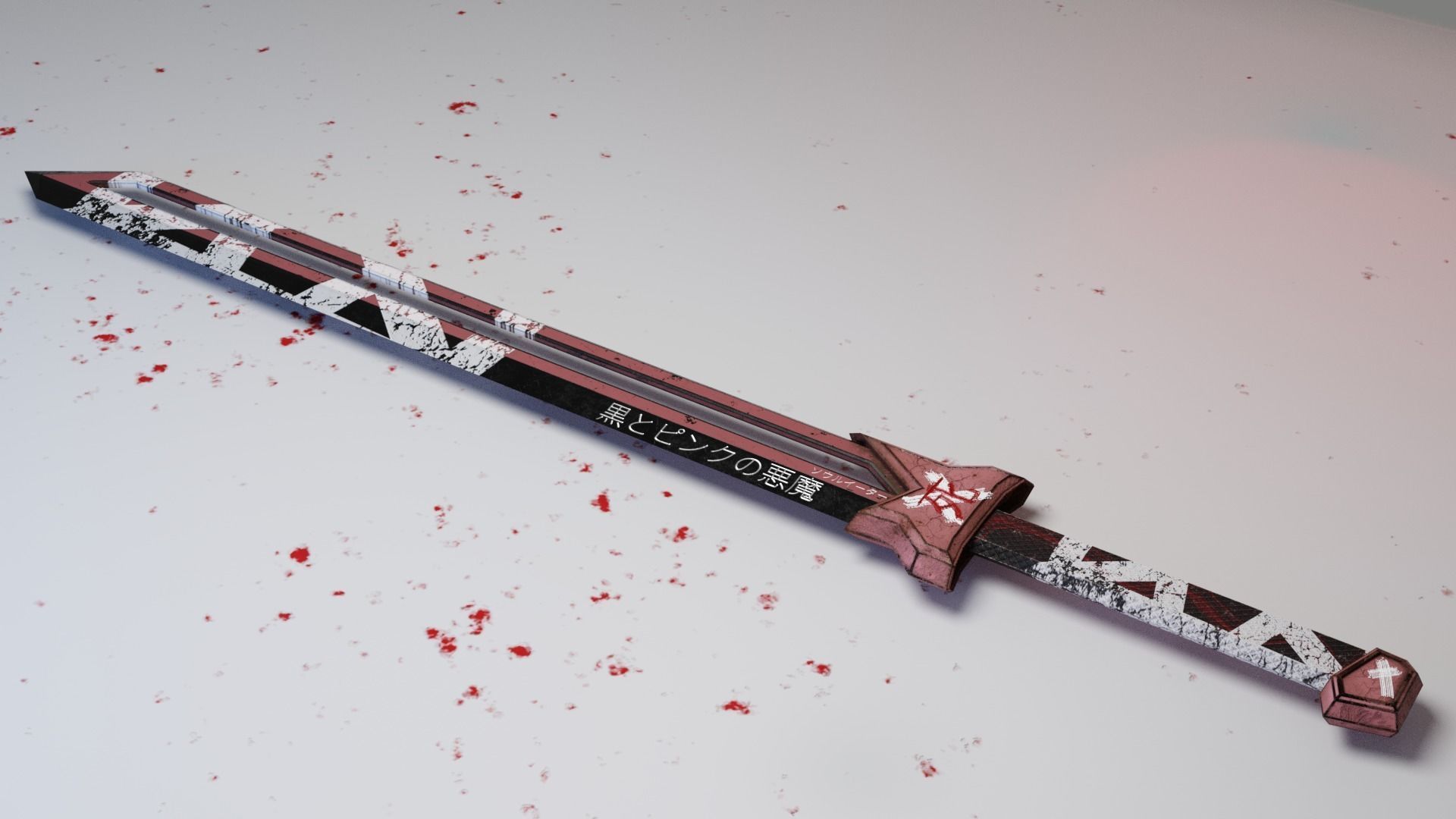 3D model Futuristic cyberpunk pink demon sword PBR game ready VR / AR ...