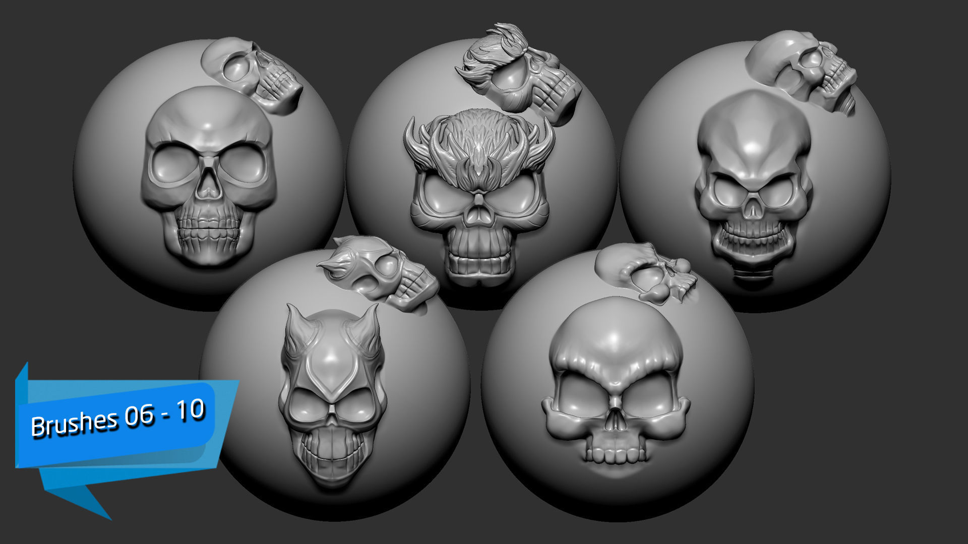 20 Stylized Skulls VDM Brush 3D model | CGTrader