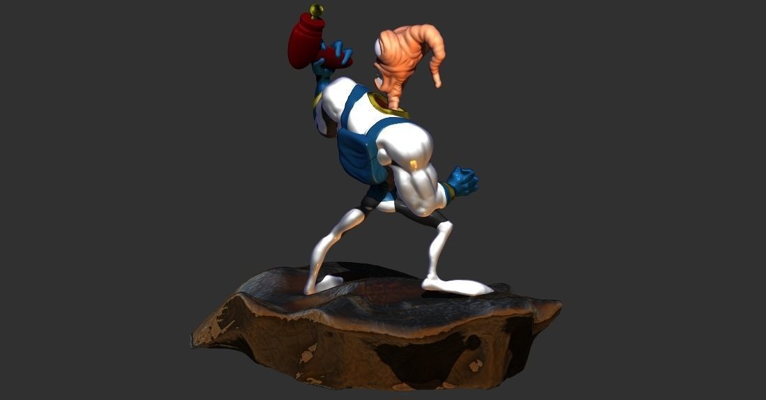 Earthworm Jim 3D printable sculpture 3D model 3D printable | CGTrader