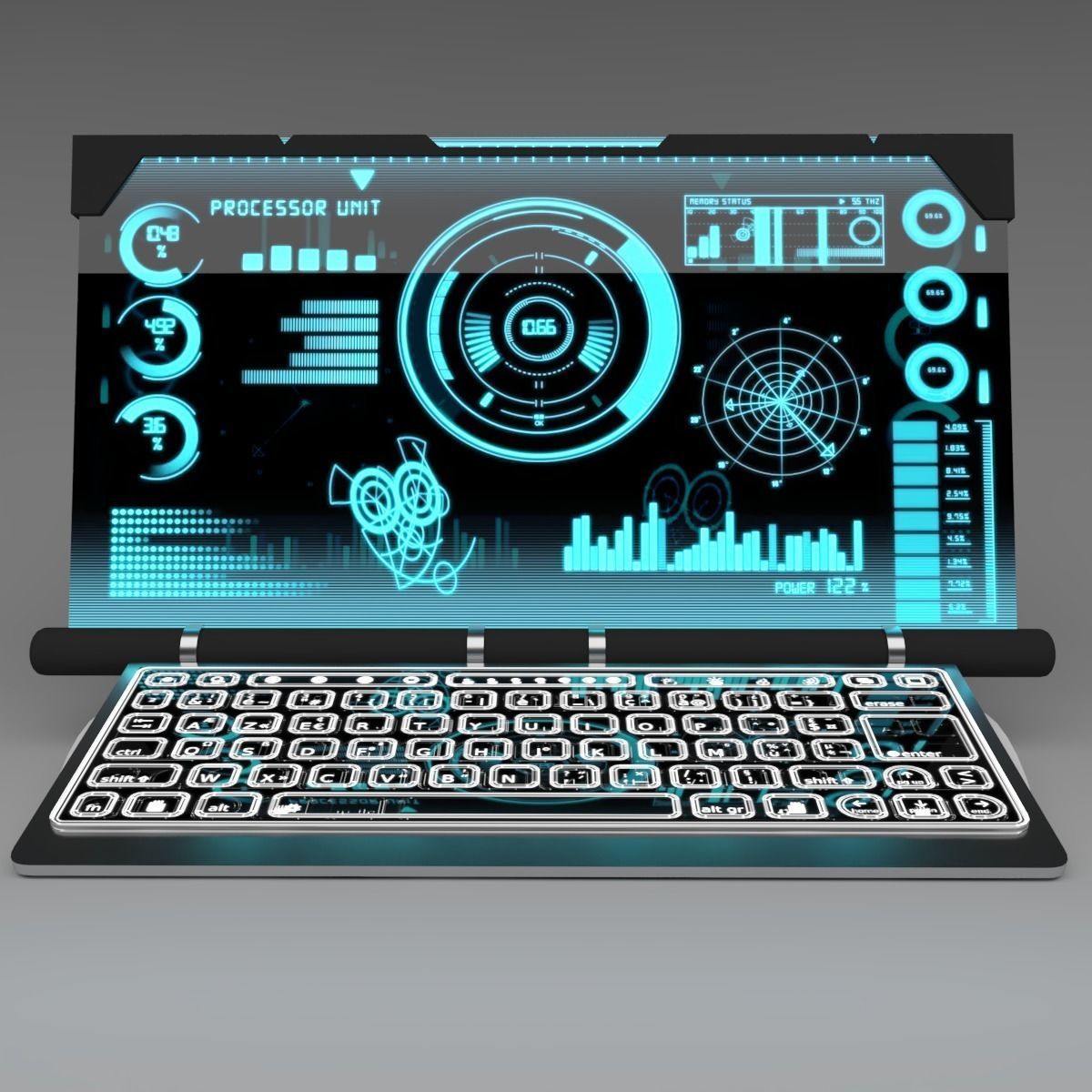 Sci-Fi holographic PC 3D model | CGTrader