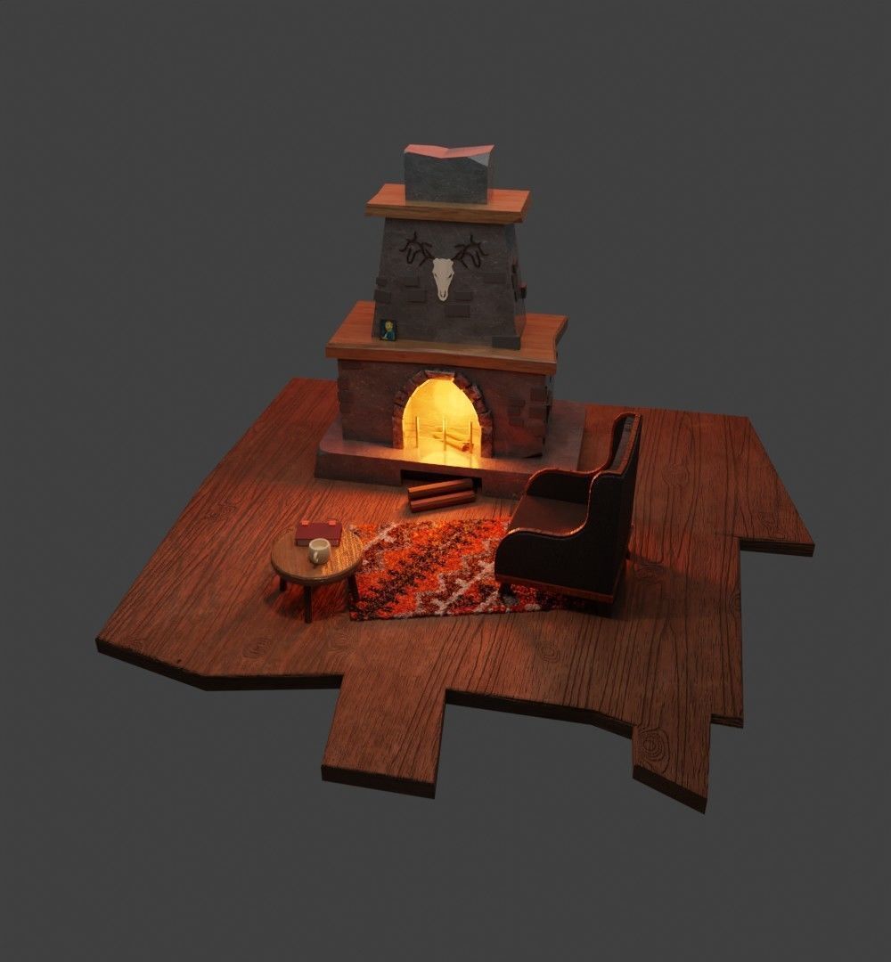 Cozy room blender hand painted and realistic textured 3D model | CGTrader