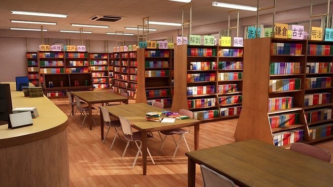 3D model Japanese School Library VR / AR / low-poly | CGTrader