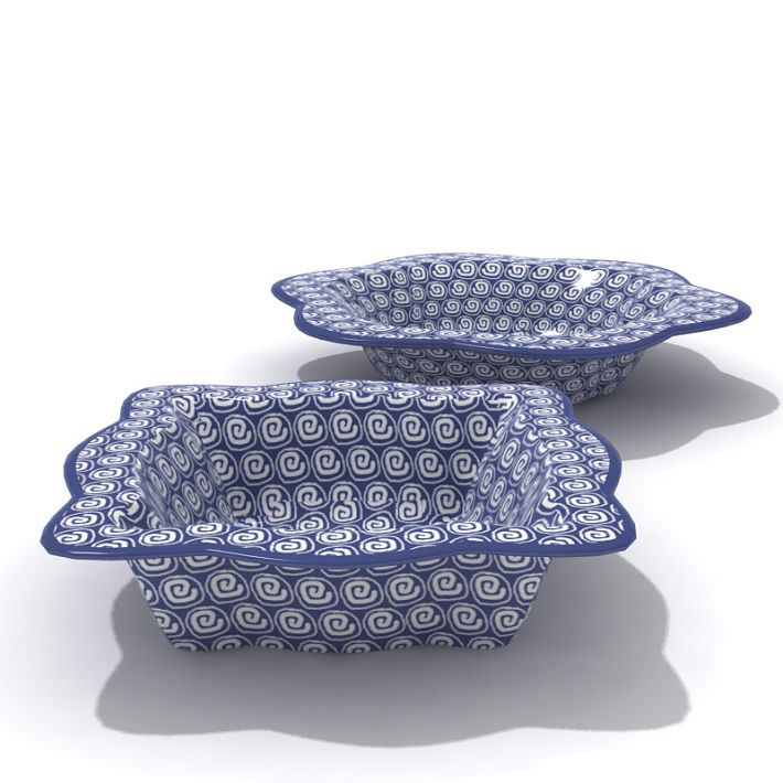 Patterned Bowls Blue Scalloped Pretty 3D model | CGTrader