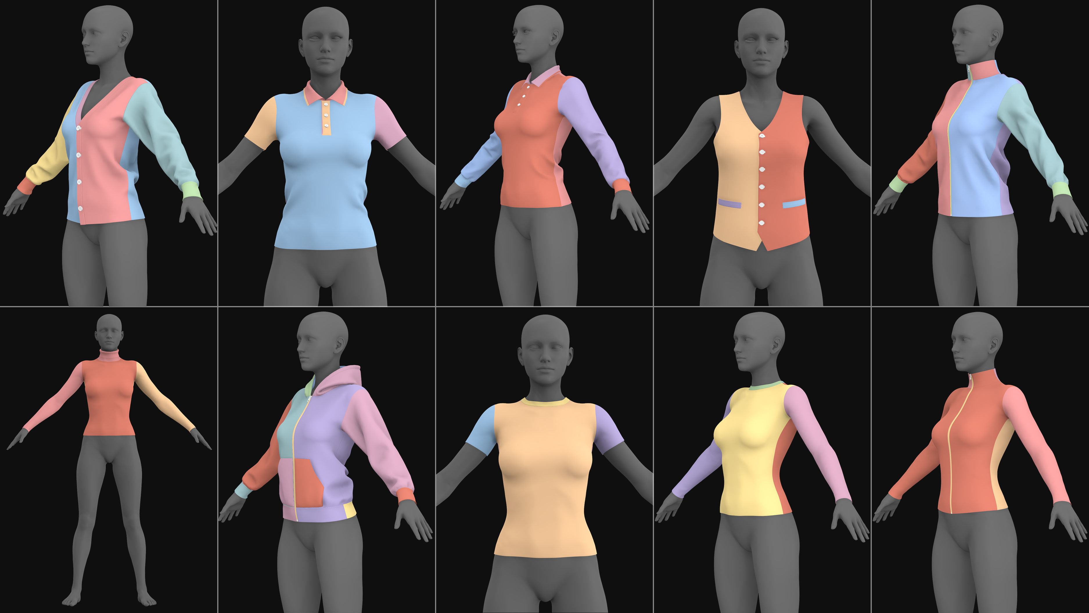 Female and male basic clothes pack MD Clo 3D zprj obj 3D model | CGTrader