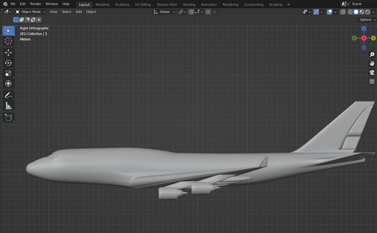 3D model 747-100 Airplane Model with flexible design textures VR / AR ...