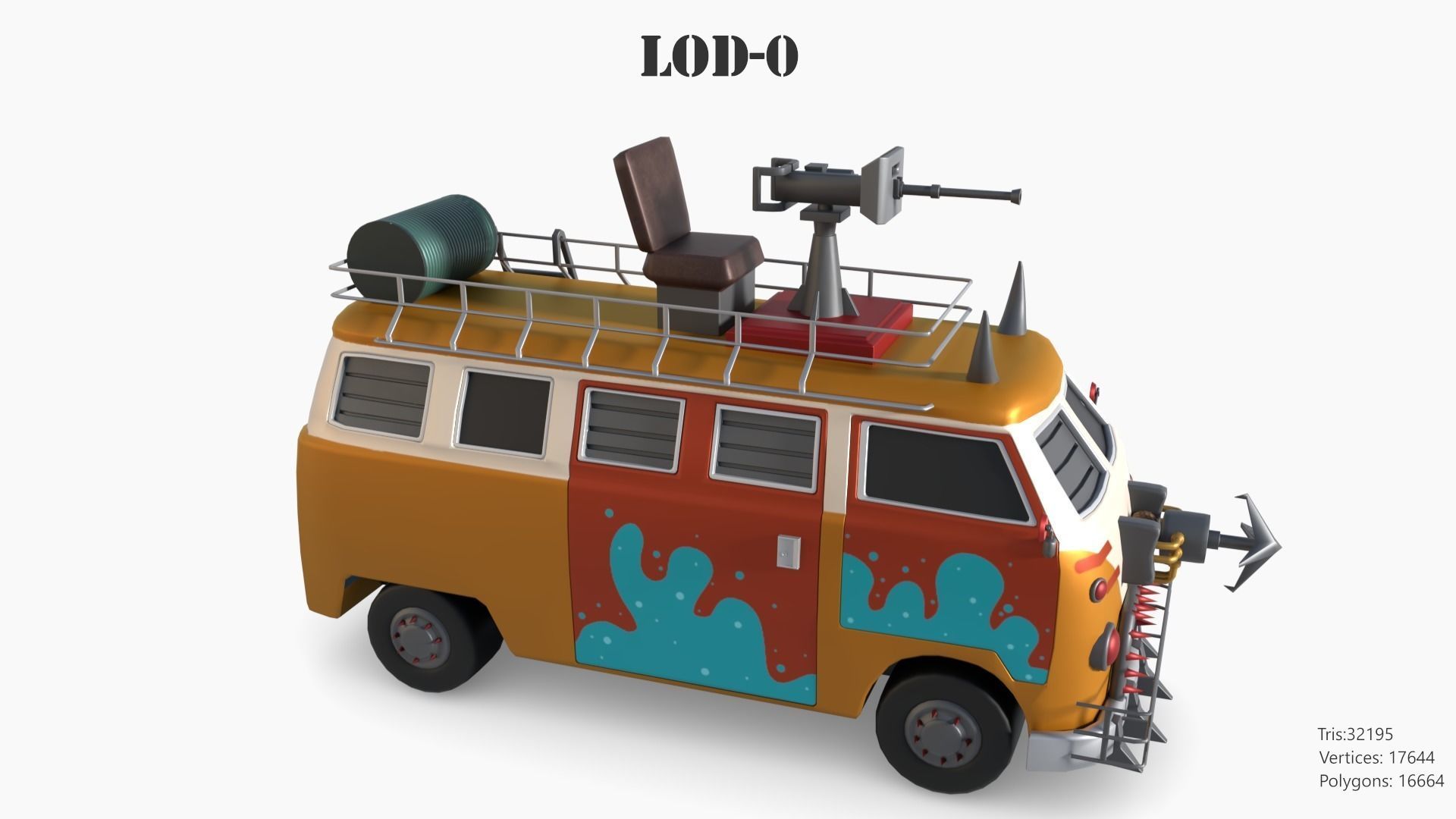 3D model Post Apocalyptic VW Van Low-poly War Car Game Asset VR / AR ...