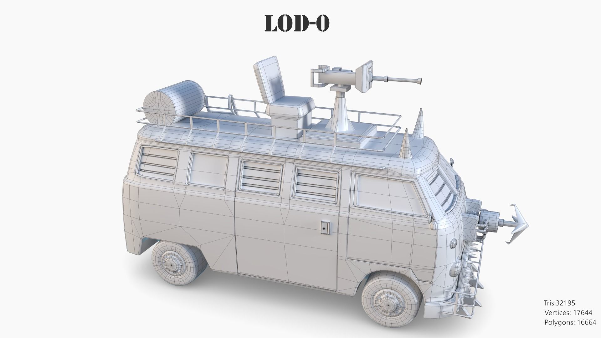3D model Post Apocalyptic VW Van Low-poly War Car Game Asset VR / AR ...