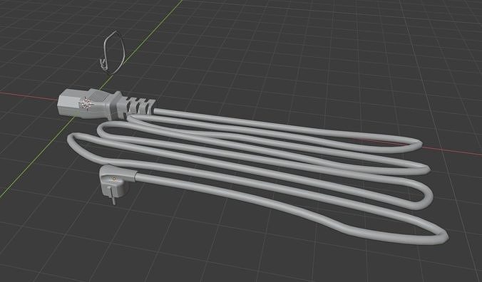 Euro Cord power cable 3D model rigged | CGTrader