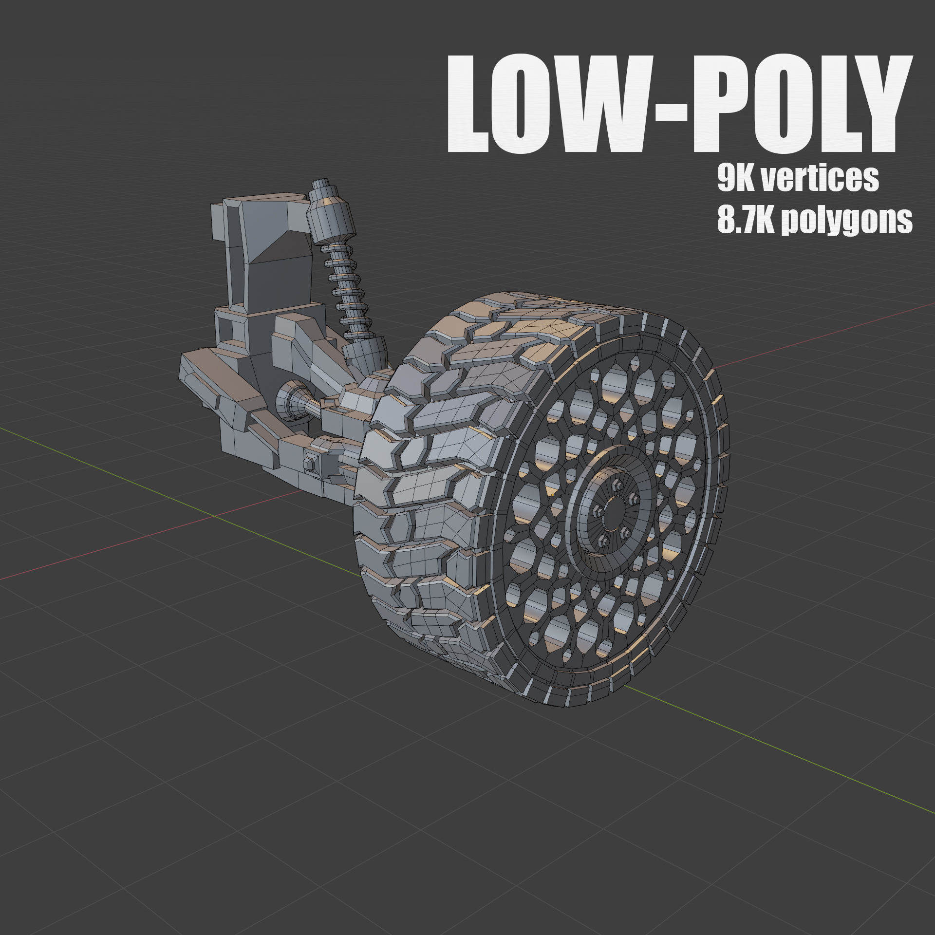 Ofroad wheel and suspension Low poly 3D model free VR / AR / low-poly ...