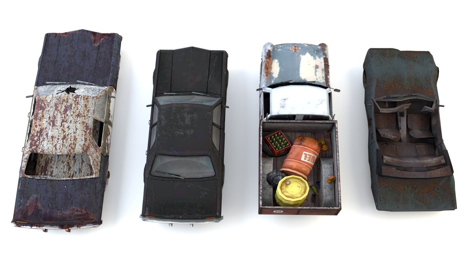 3D model Old Rusty cars mini pack VR / AR / low-poly | CGTrader