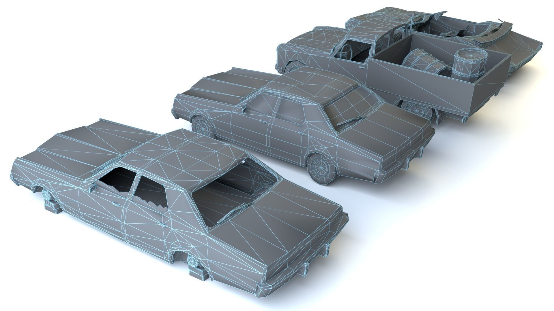 3D model Old Rusty cars mini pack VR / AR / low-poly | CGTrader