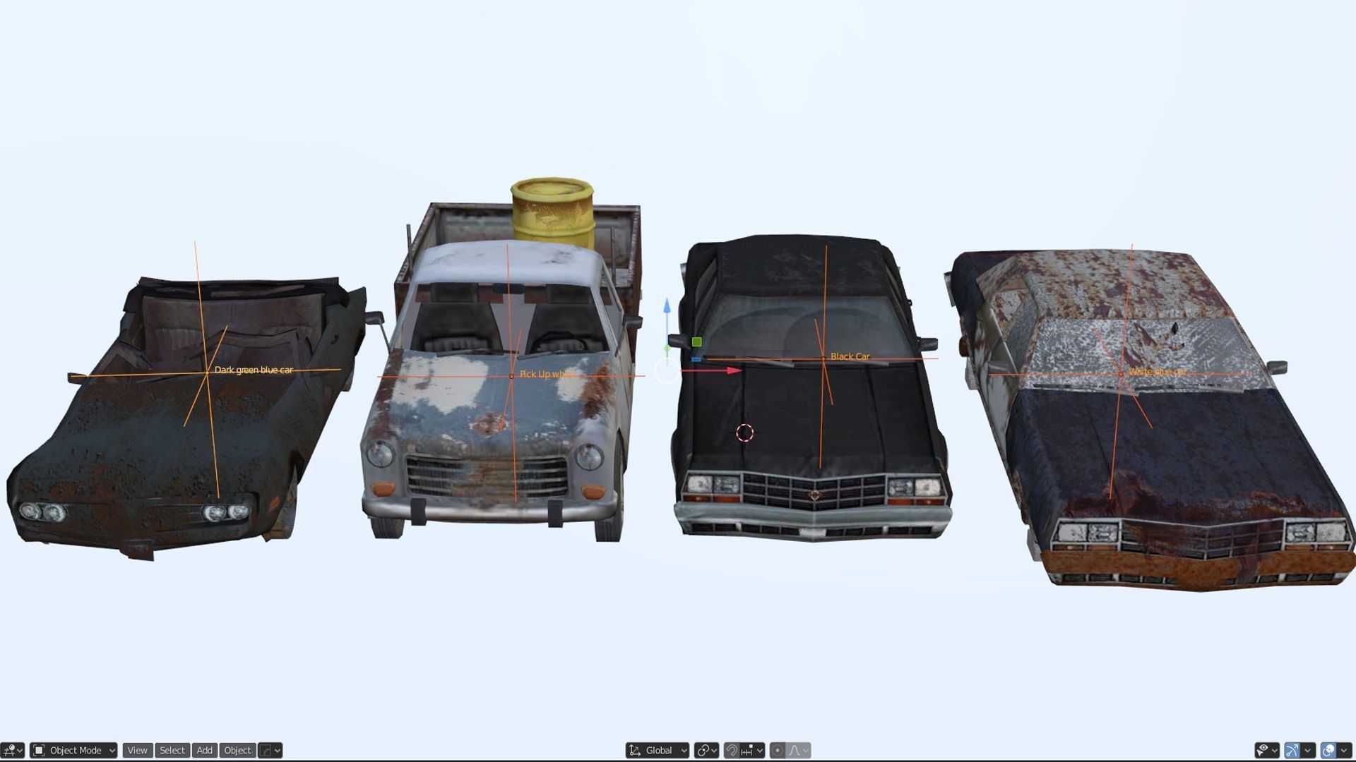 3D model Old Rusty cars mini pack VR / AR / low-poly | CGTrader