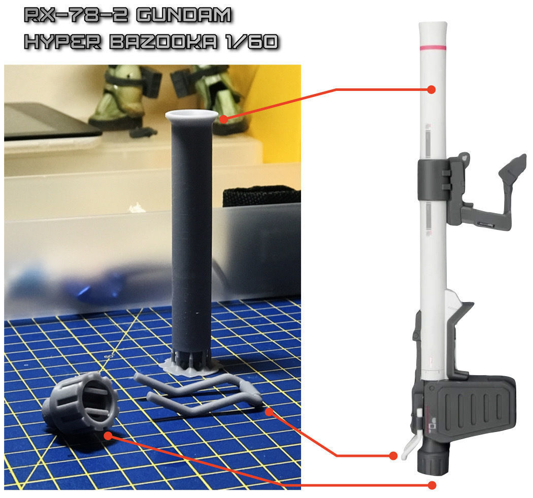 Perfect Grade RX 78 2 unleashed bazooka 3D model 3D printable | CGTrader