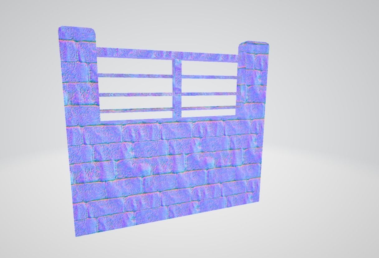 Gray brick fence model low poly wall free VR / AR / low-poly 3D model ...