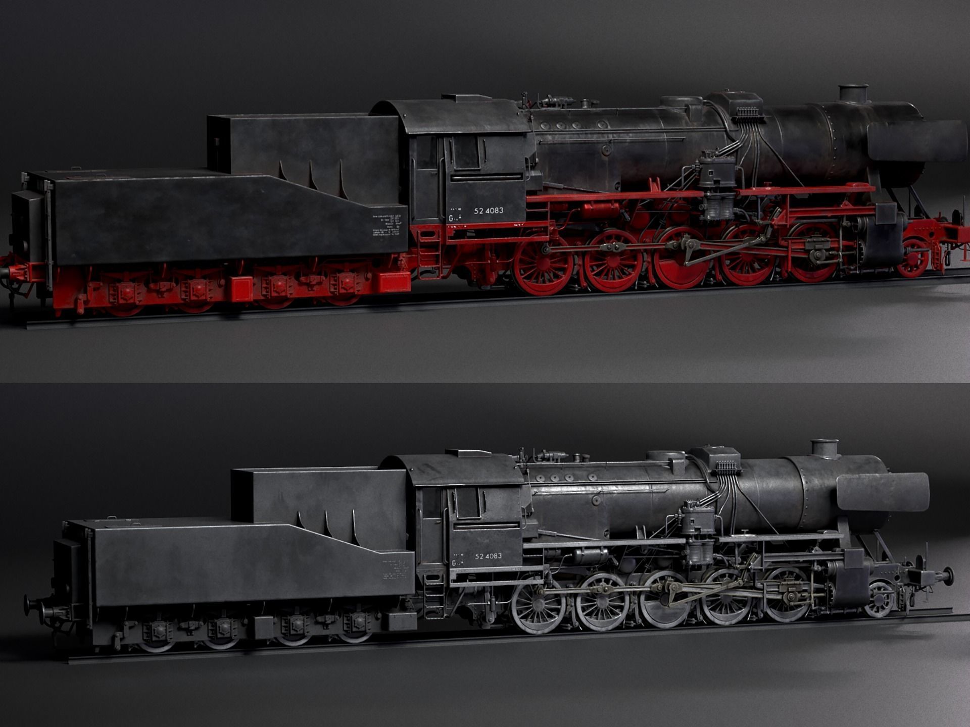 3D model BR-52 Steam Locomotive Set VR / AR / low-poly | CGTrader
