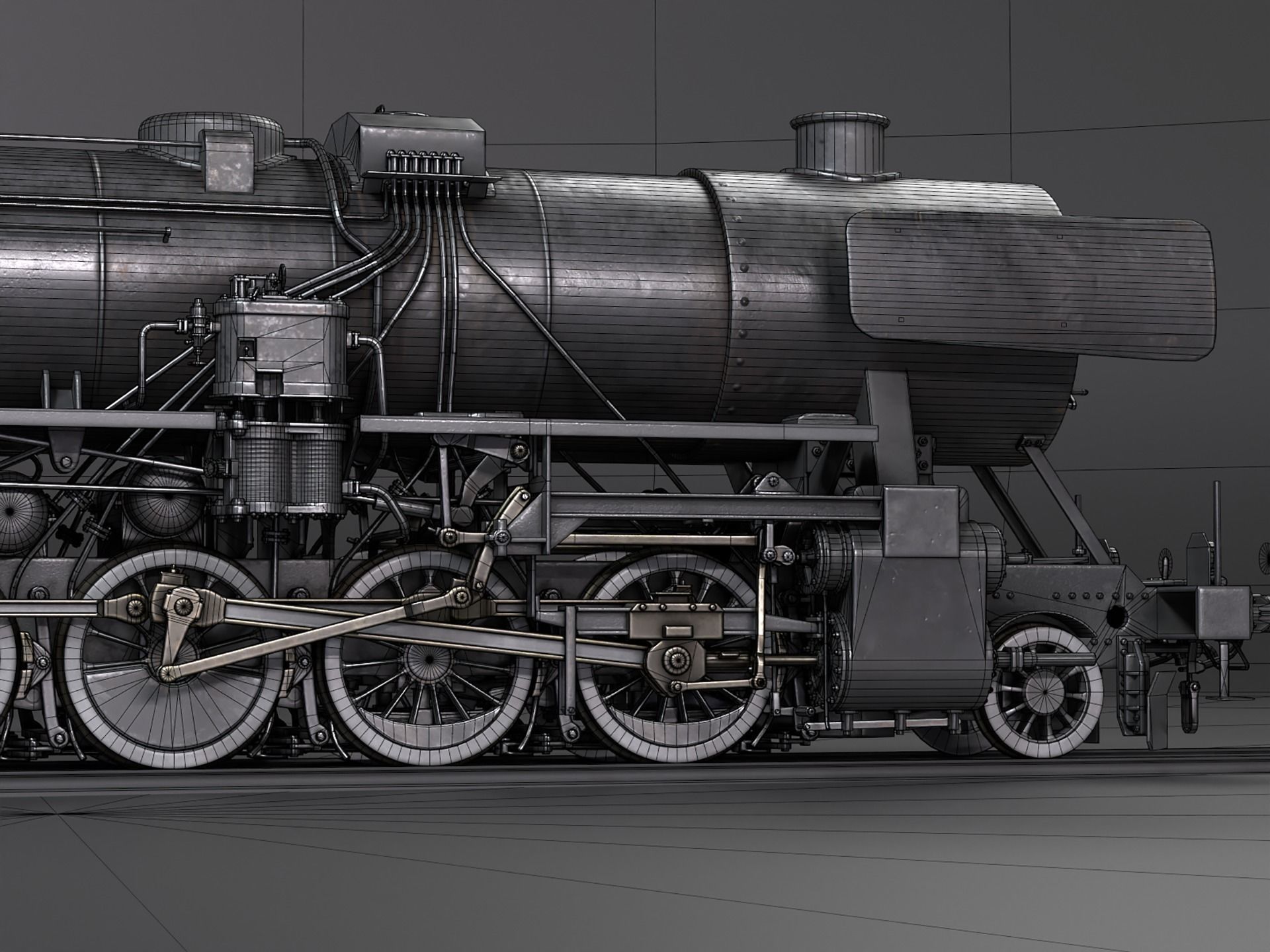 3D model BR-52 Steam Locomotive Set VR / AR / low-poly | CGTrader