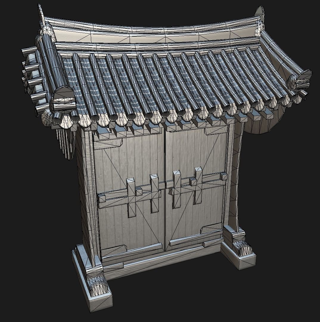 3D model Korean Traditional House Hanok Door 02 VR / AR / low-poly ...