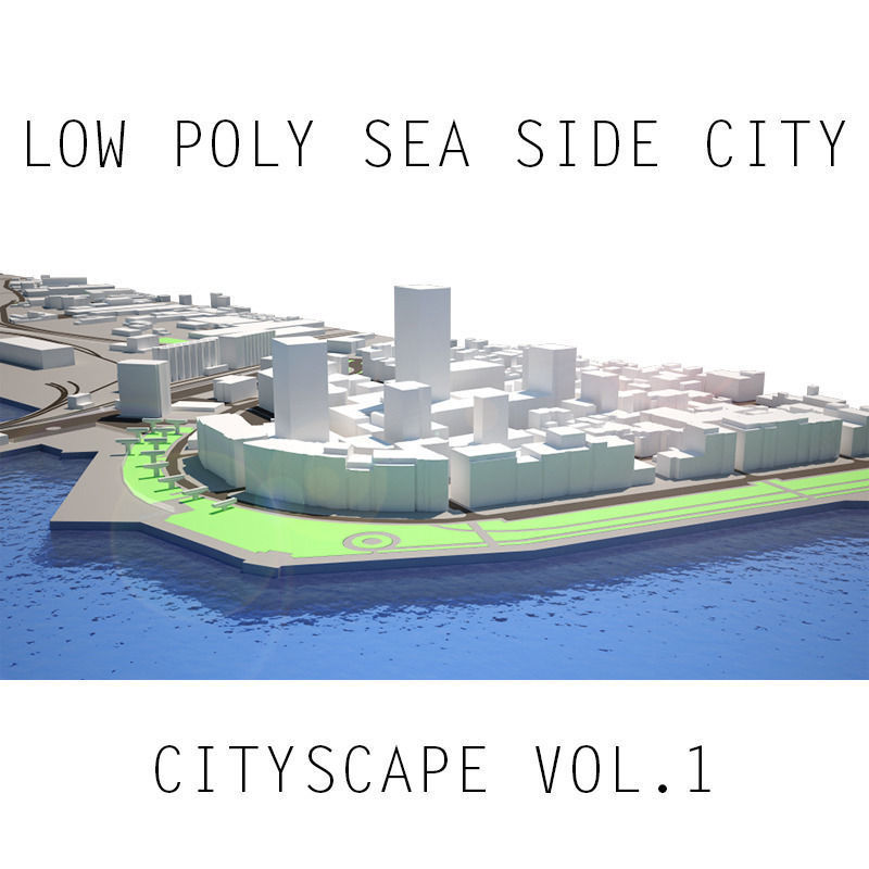 3D model Low Poly Cityscape All Buildings are Lowpoly VR / AR / low ...
