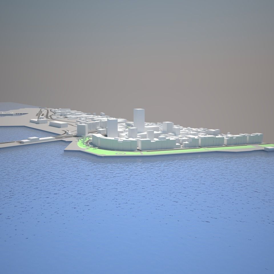 3D model Low Poly Cityscape All Buildings are Lowpoly VR / AR / low ...