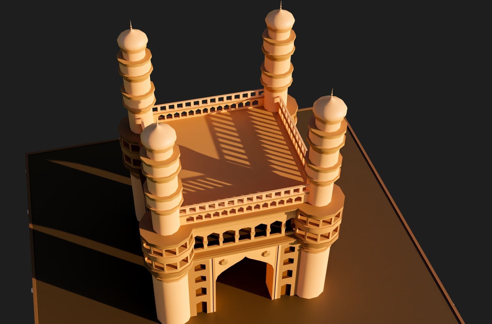 3D model Low-Poly Charminar 3D model temple in hyderabad VR / AR / low ...