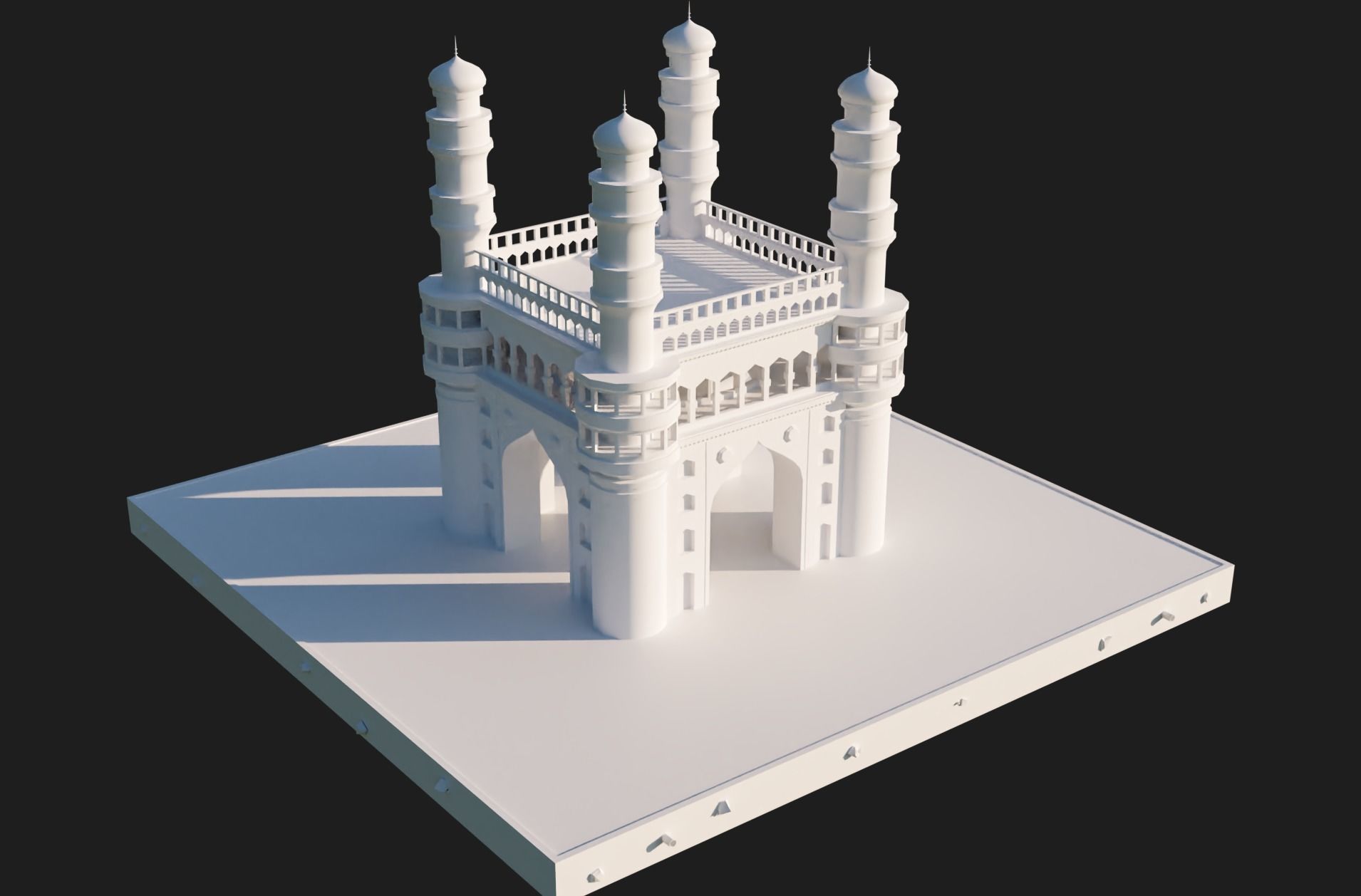 3D model Low-Poly Charminar 3D model temple in hyderabad VR / AR / low ...
