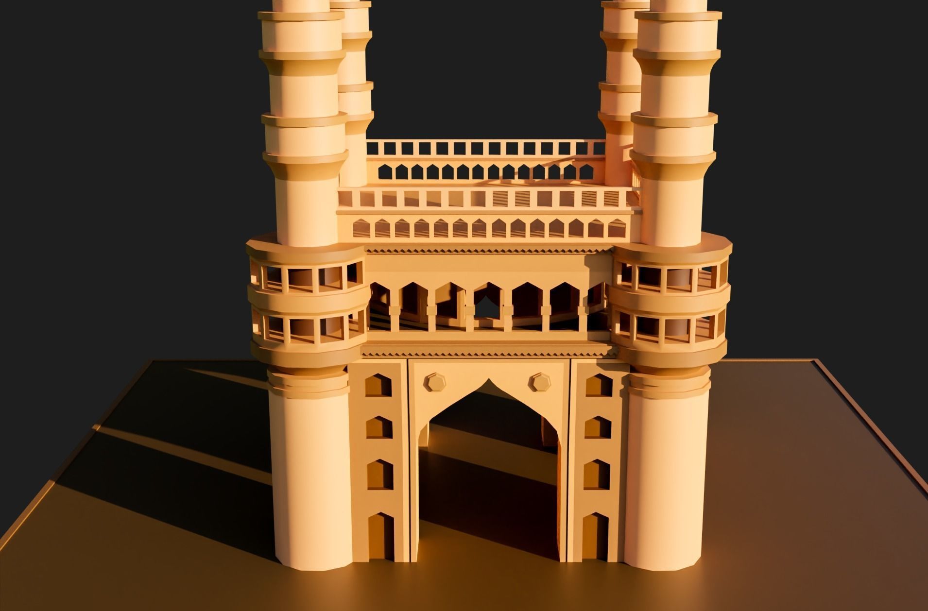 3D model Low-Poly Charminar 3D model temple in hyderabad VR / AR / low ...