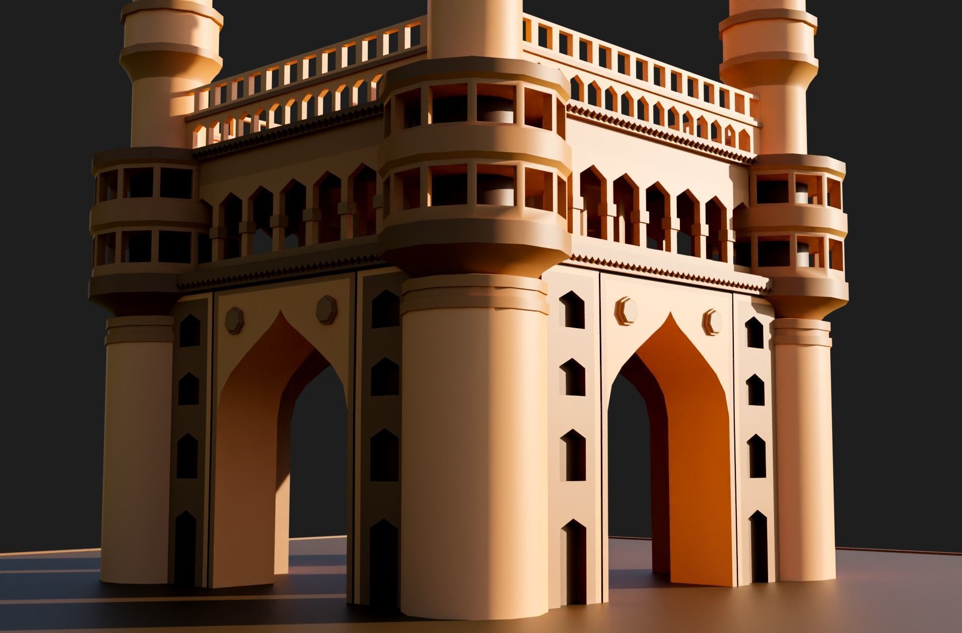 3D model Low-Poly Charminar 3D model temple in hyderabad VR / AR / low ...