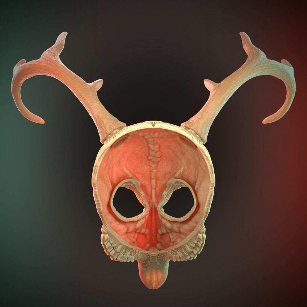 2 Horns Deer Skull Mask Cosplay 3D Stl Files Printing Halloween 3D ...