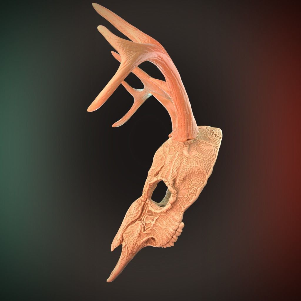 2 Horns Deer Skull Mask Cosplay 3D Stl Files Printing Halloween 3D ...