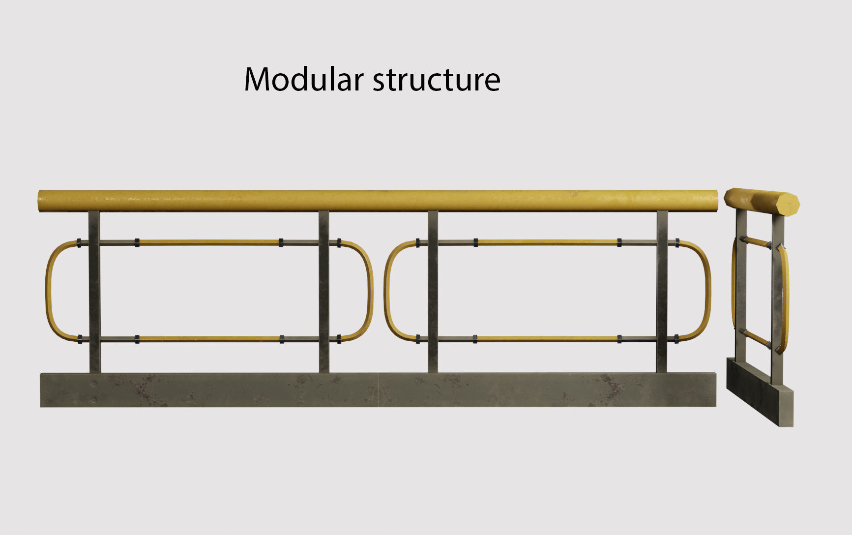 3D model Trash Container with modular fence and construction spotlight ...