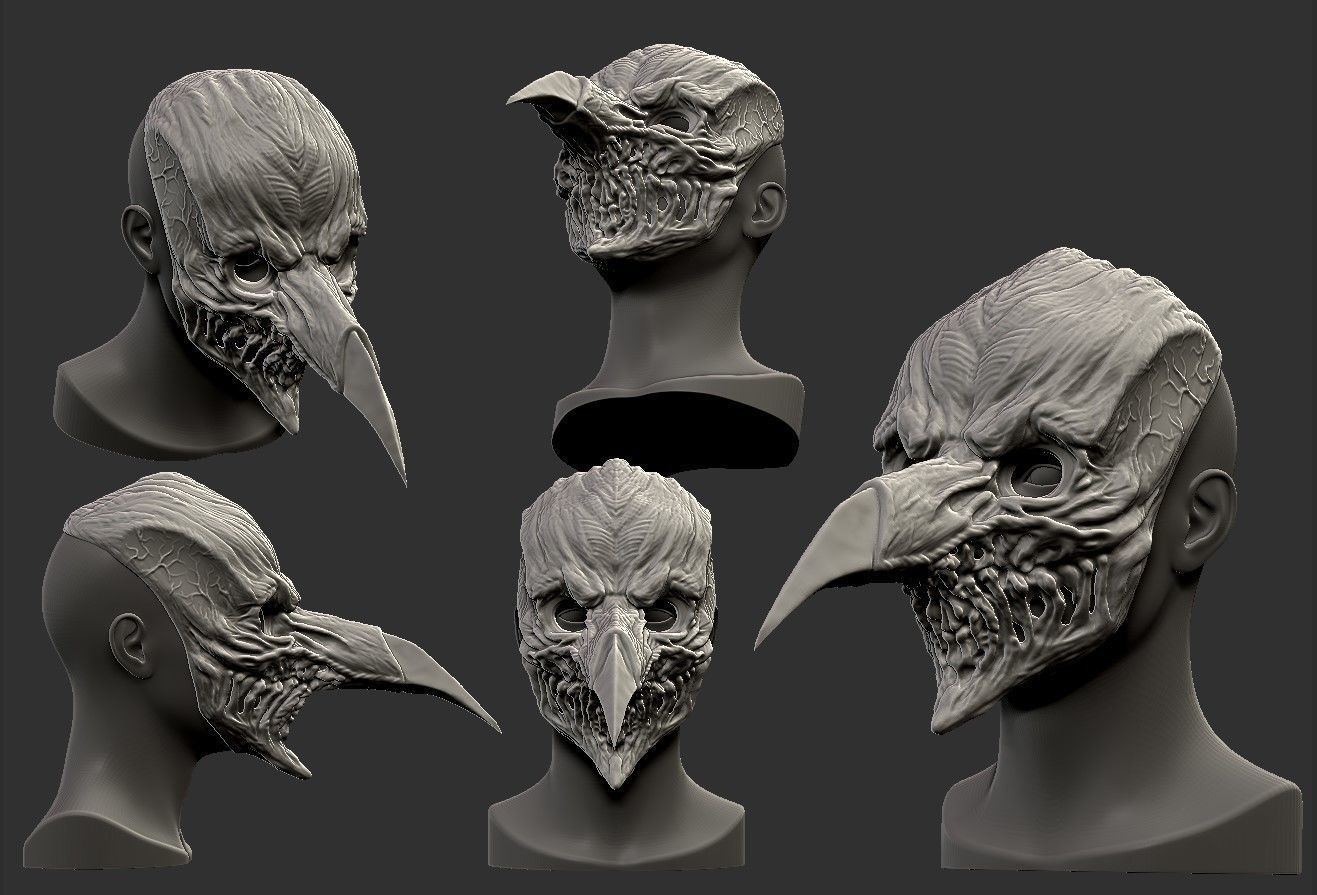 Raven Skull Stl File 3D Printing Scary Horror Reaper Mask Devil 3D ...