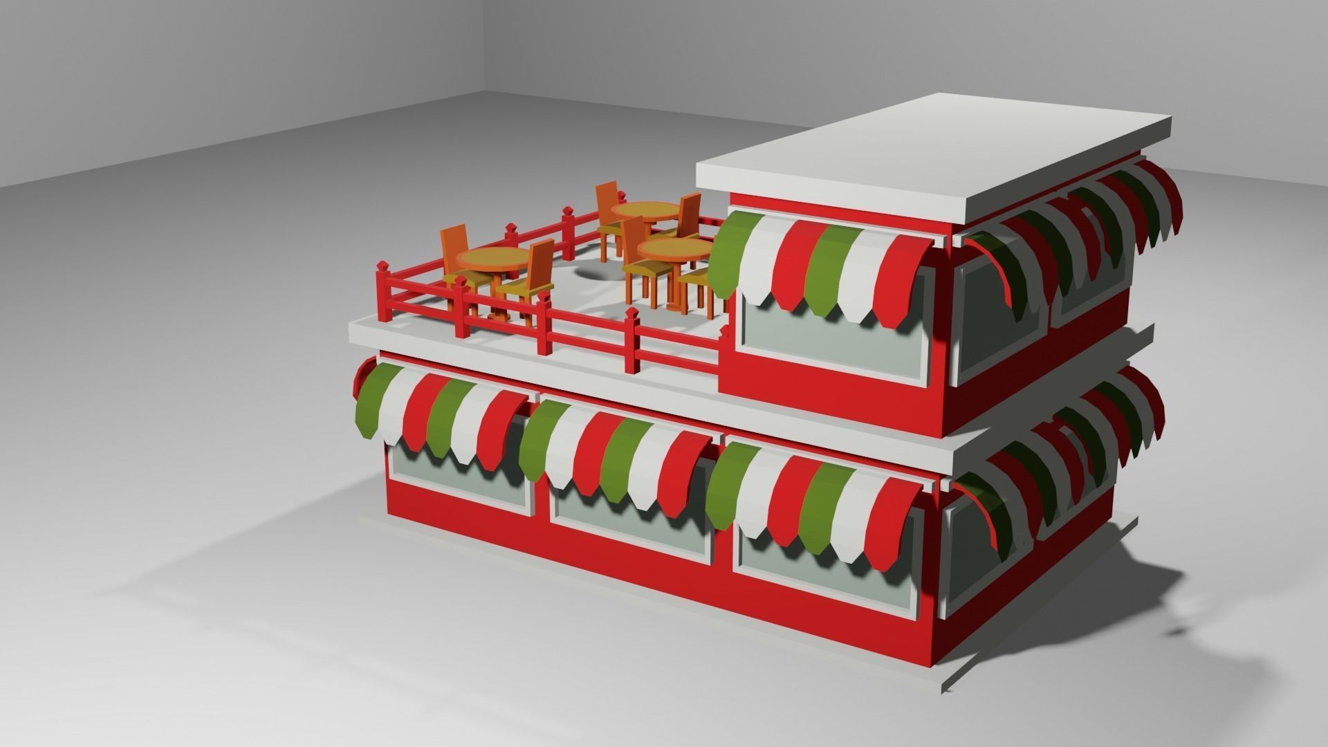 3D model Low Poly Pizza Shop with 3 different color options VR / AR ...