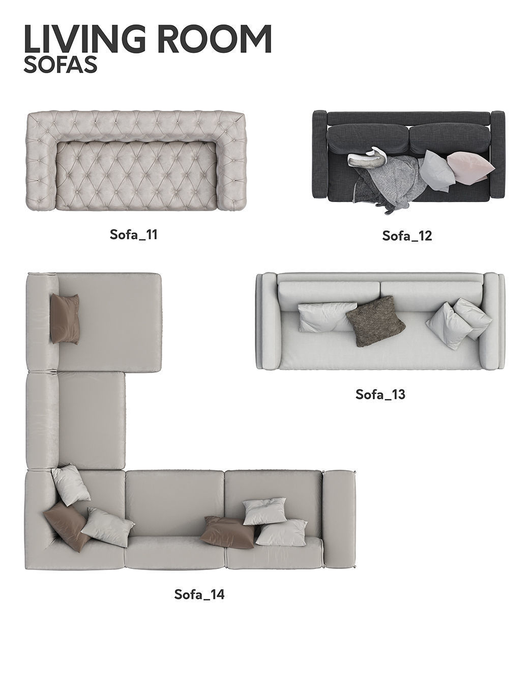 2D Floor Plan Furniture - Top View PSD - MORE than 300 cutouts 3D model ...