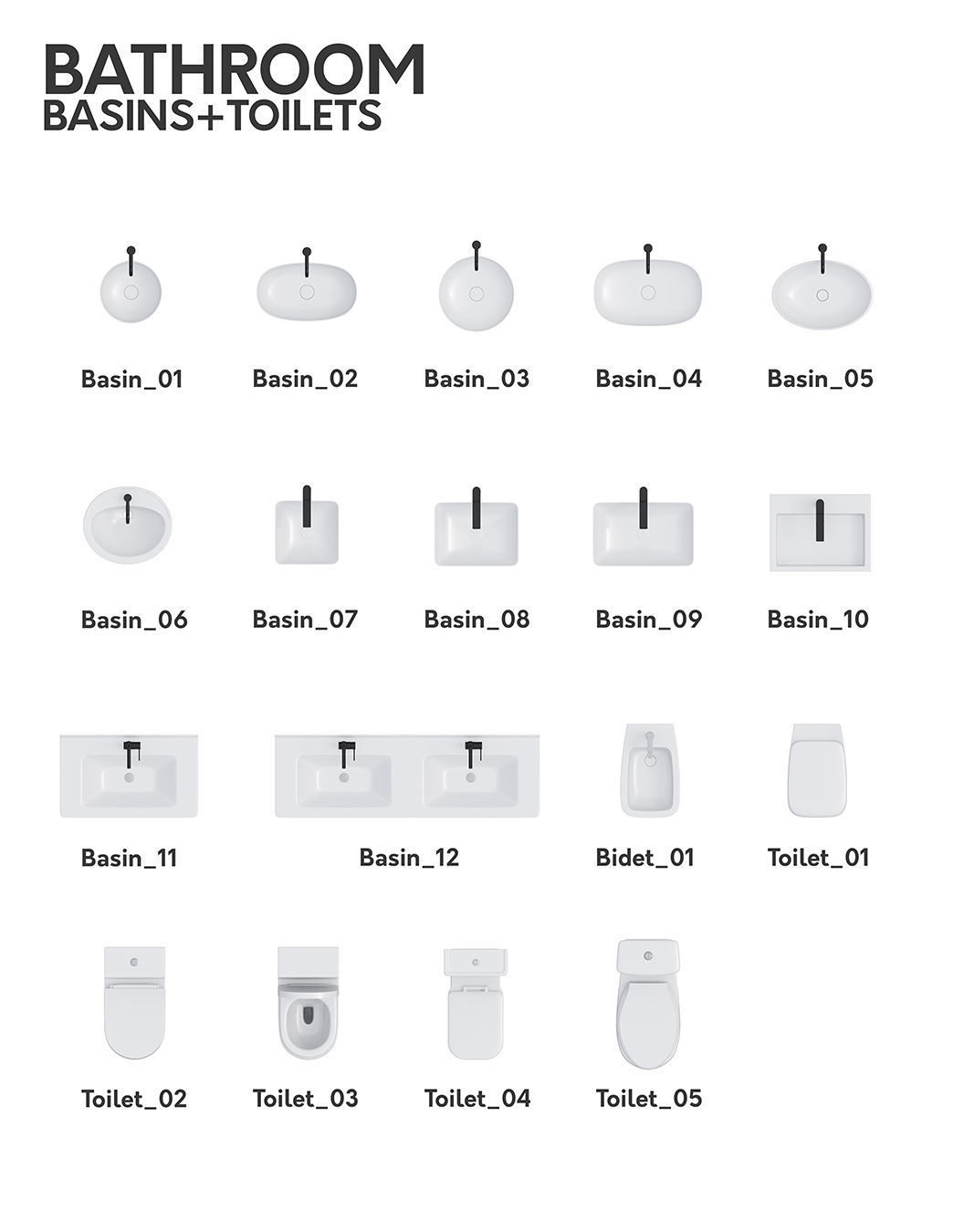 2D Floor Plan Furniture - Top View PSD - MORE than 300 cutouts 3D model ...