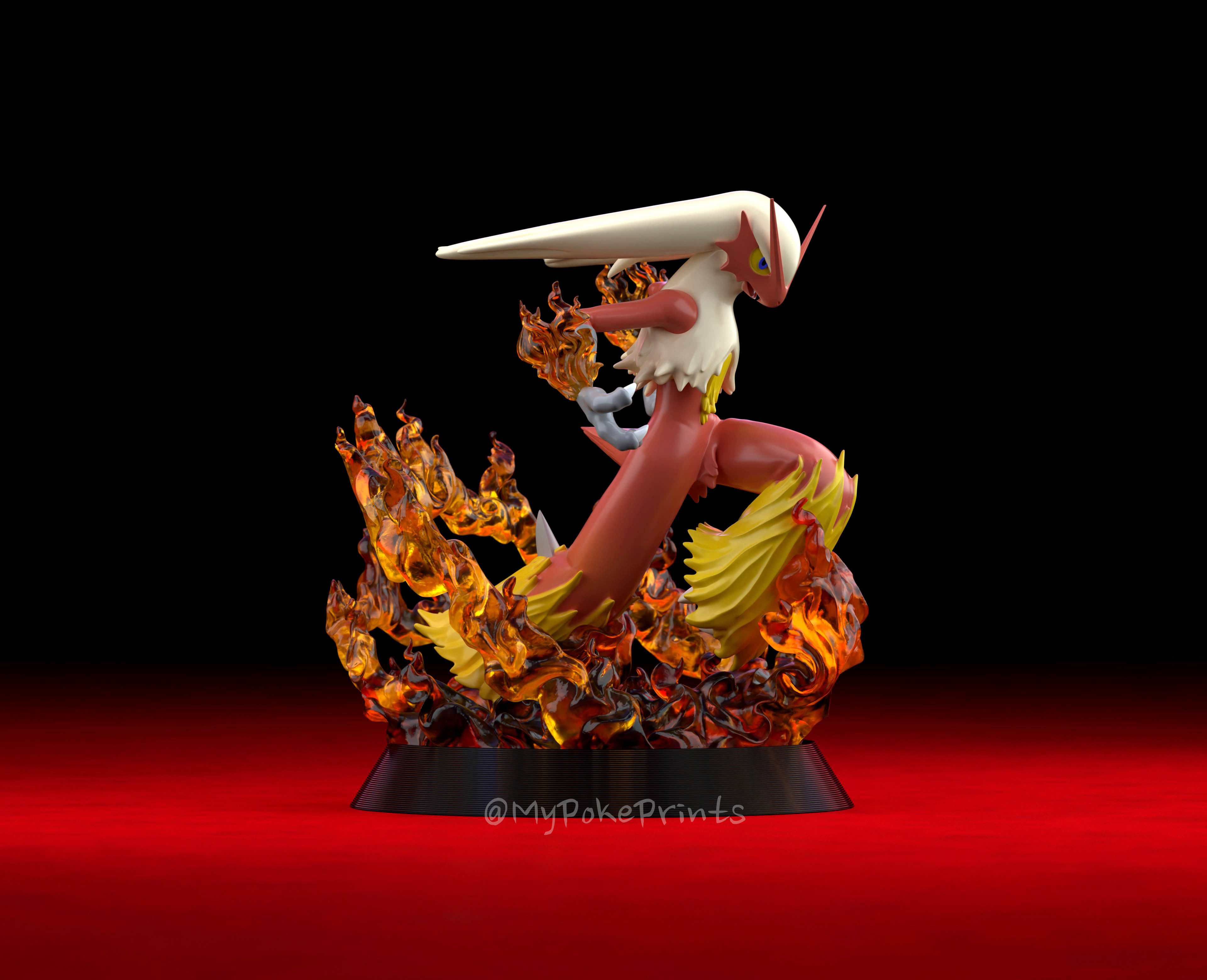 Blaziken running on flames - 3D printable pokemon 3D model 3D printable ...