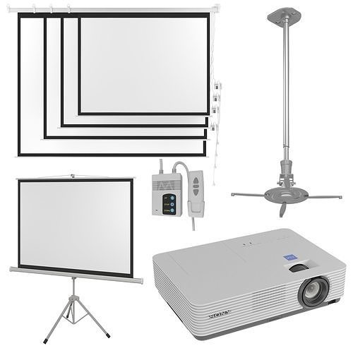 Projector Sony VPL DX221 with Screen Set 3D model | CGTrader