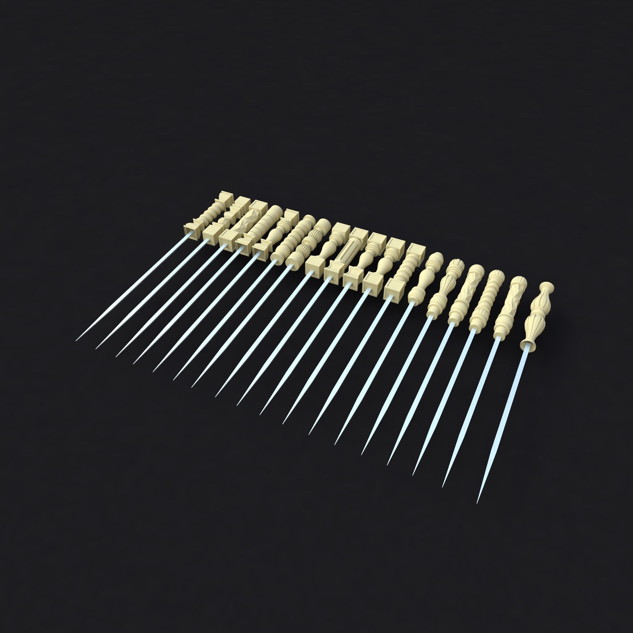 bbq skewers handles 3D model | CGTrader