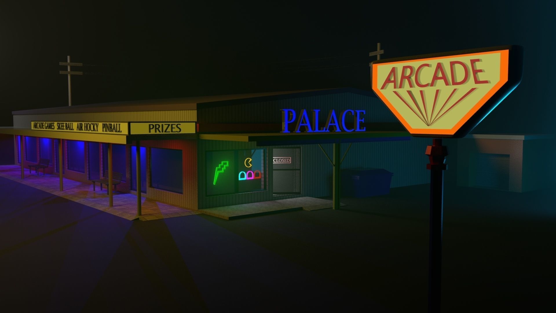 3D model Stranger Things Arcade VR / AR / low-poly | CGTrader