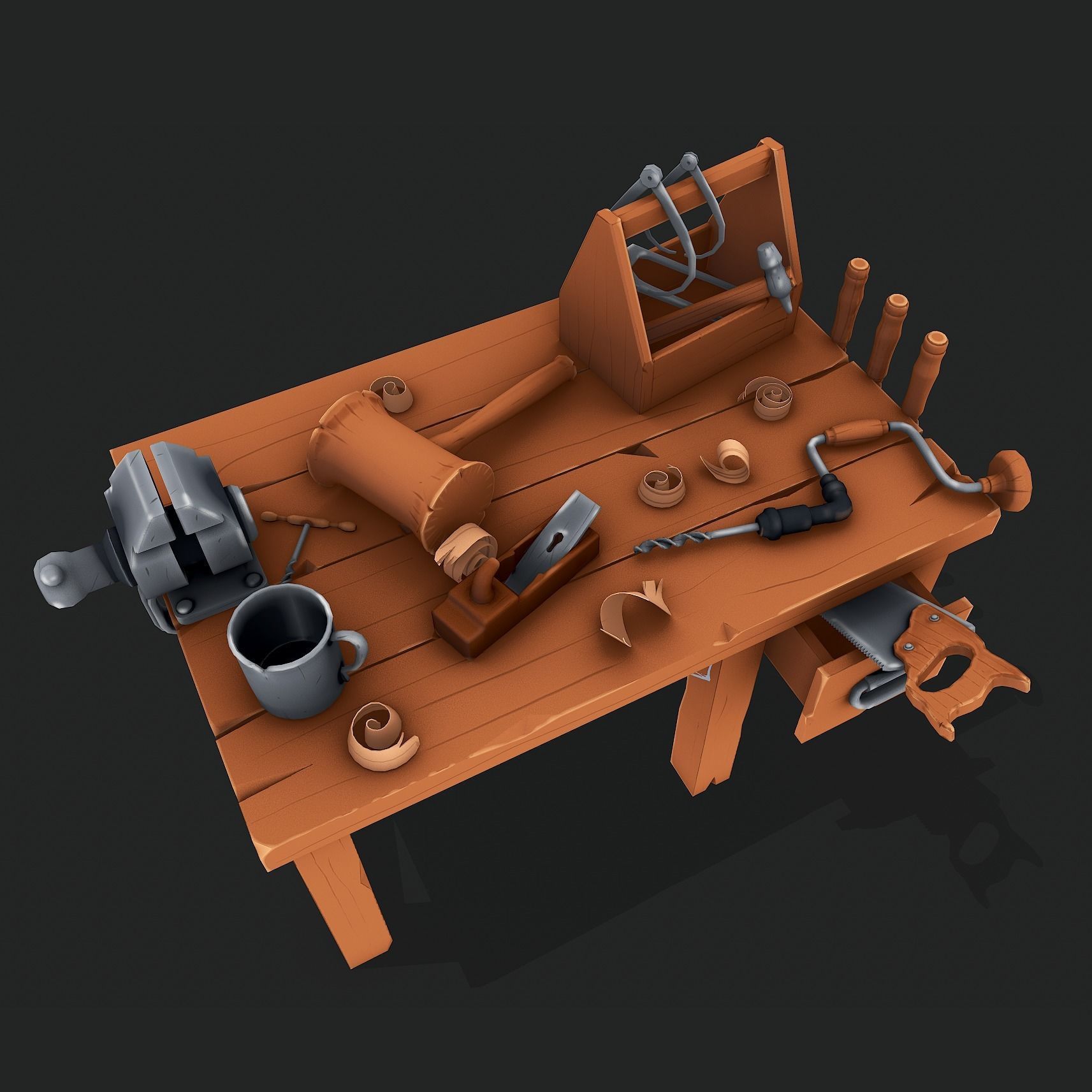 3D model Stylized Carpentry Bench VR / AR / low-poly | CGTrader