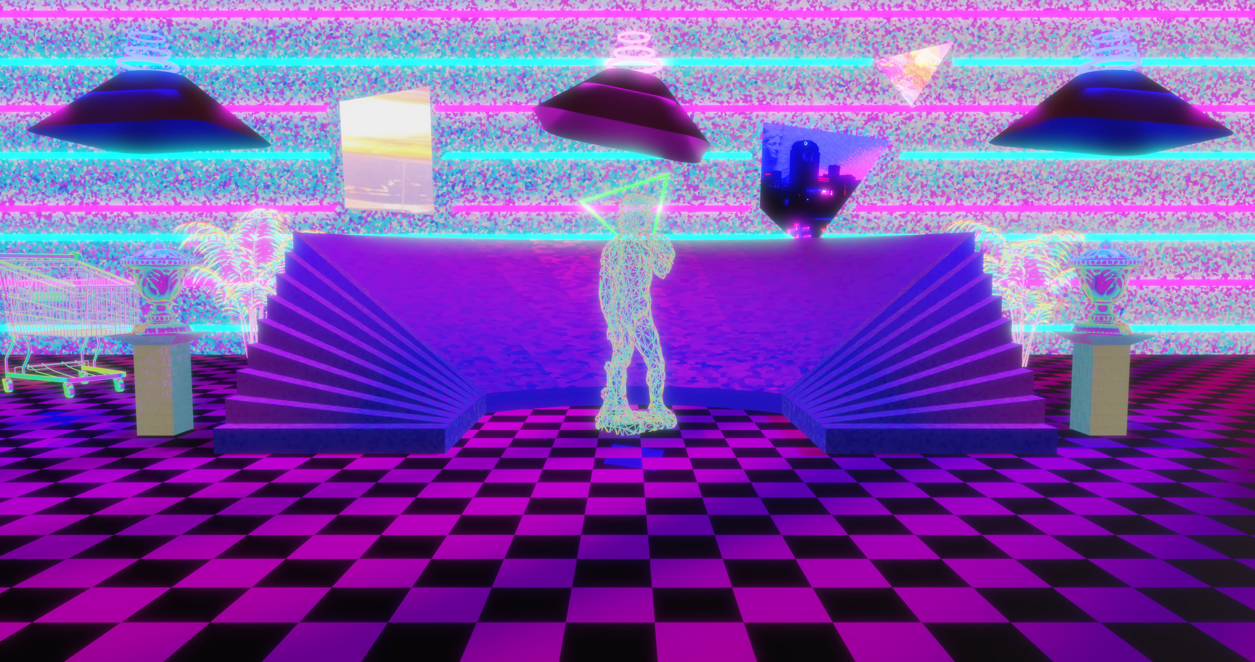 Customizable Vaporwave Scene free 3D model animated | CGTrader