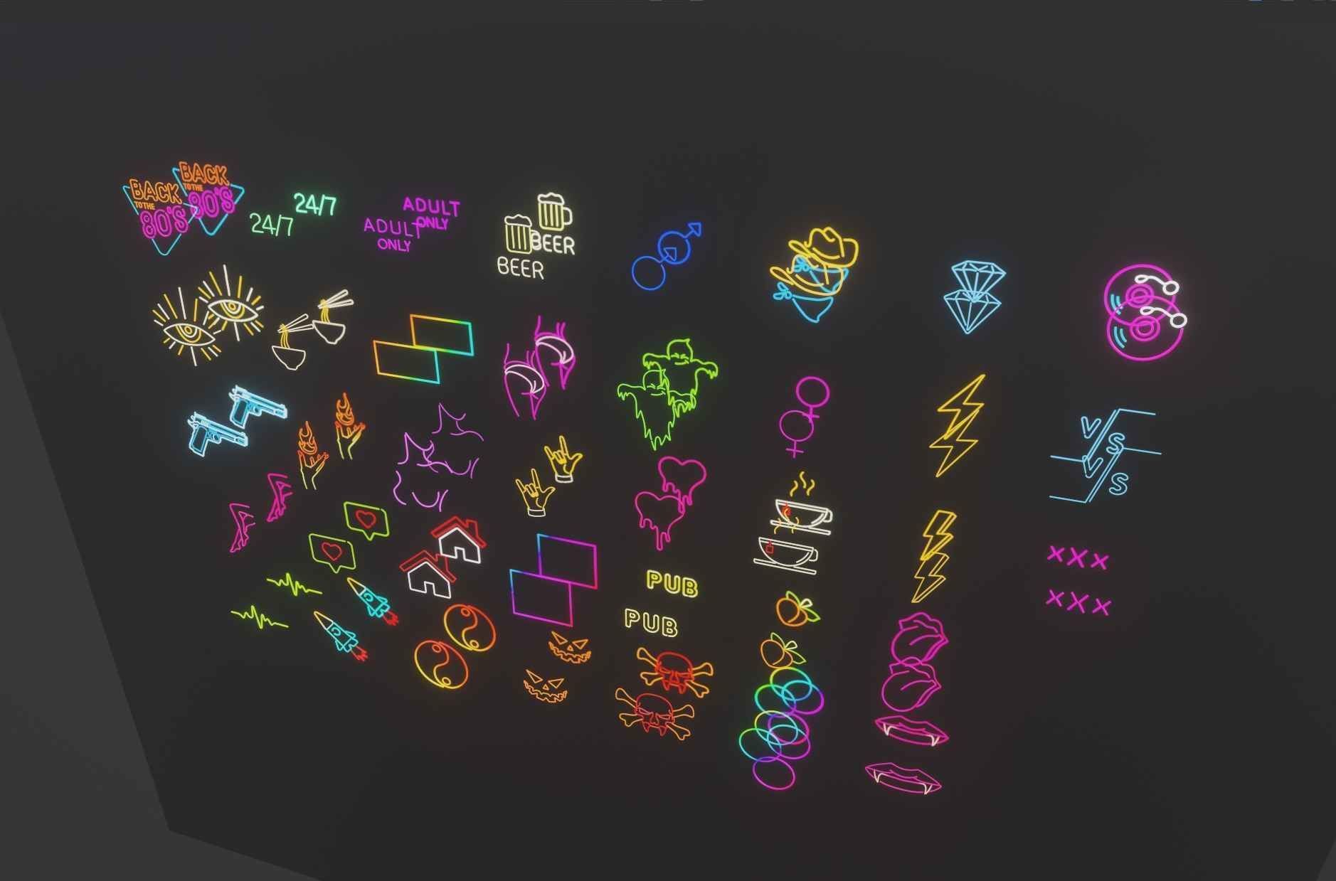 3D model Ultimate Neon Sign pack 3 VR / AR / low-poly | CGTrader