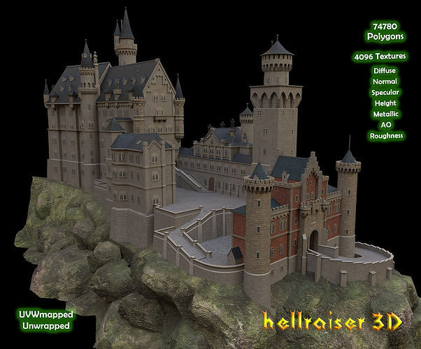 3D model Neuschwanstein Castle - PBR Textured VR / AR / low-poly | CGTrader