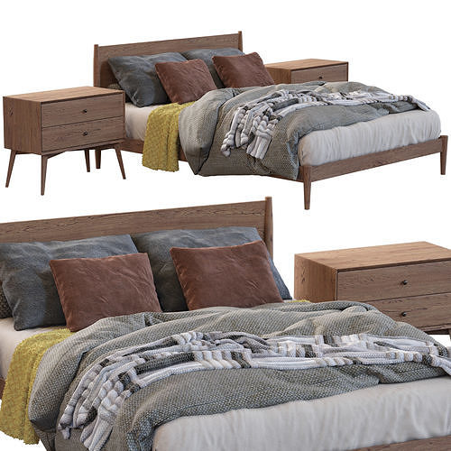 Bed Frame By West Elm 3D model | CGTrader