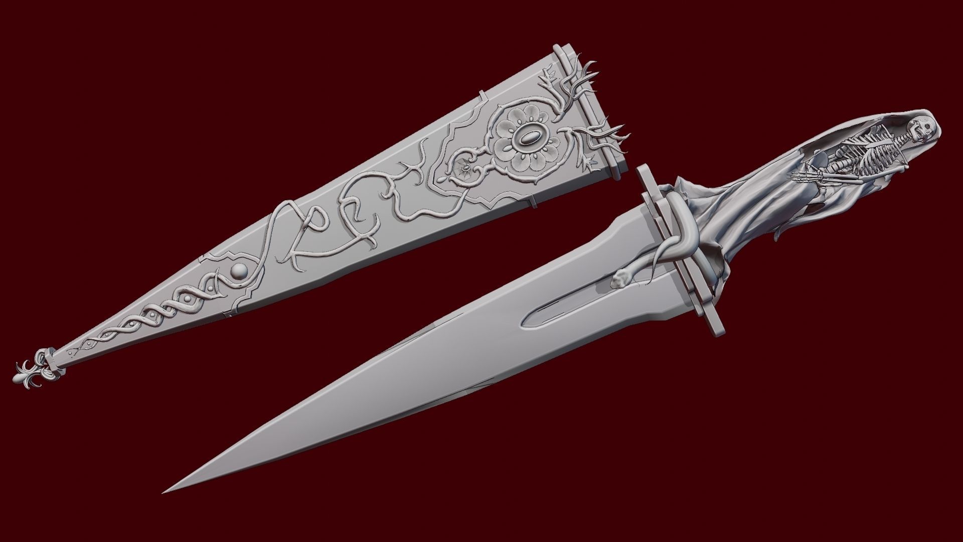 Skeleton ornamented dagger 3D model | CGTrader