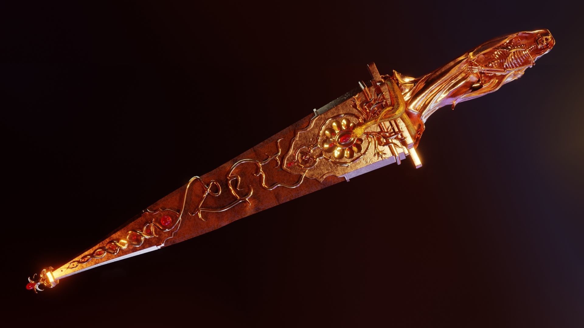 Skeleton ornamented dagger 3D model | CGTrader