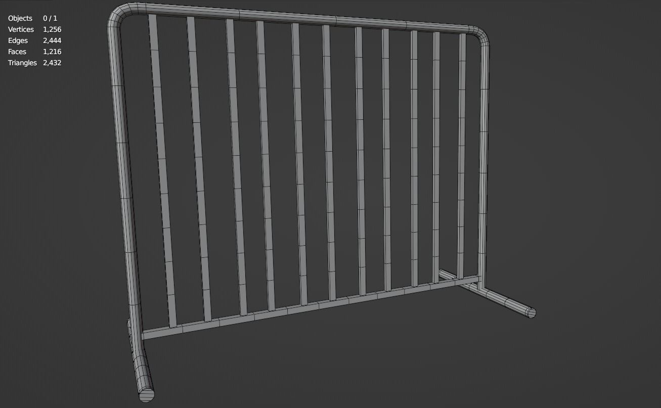 3D model low-poly set of fences Subdivision-ready Metallic PBR 8 VR ...