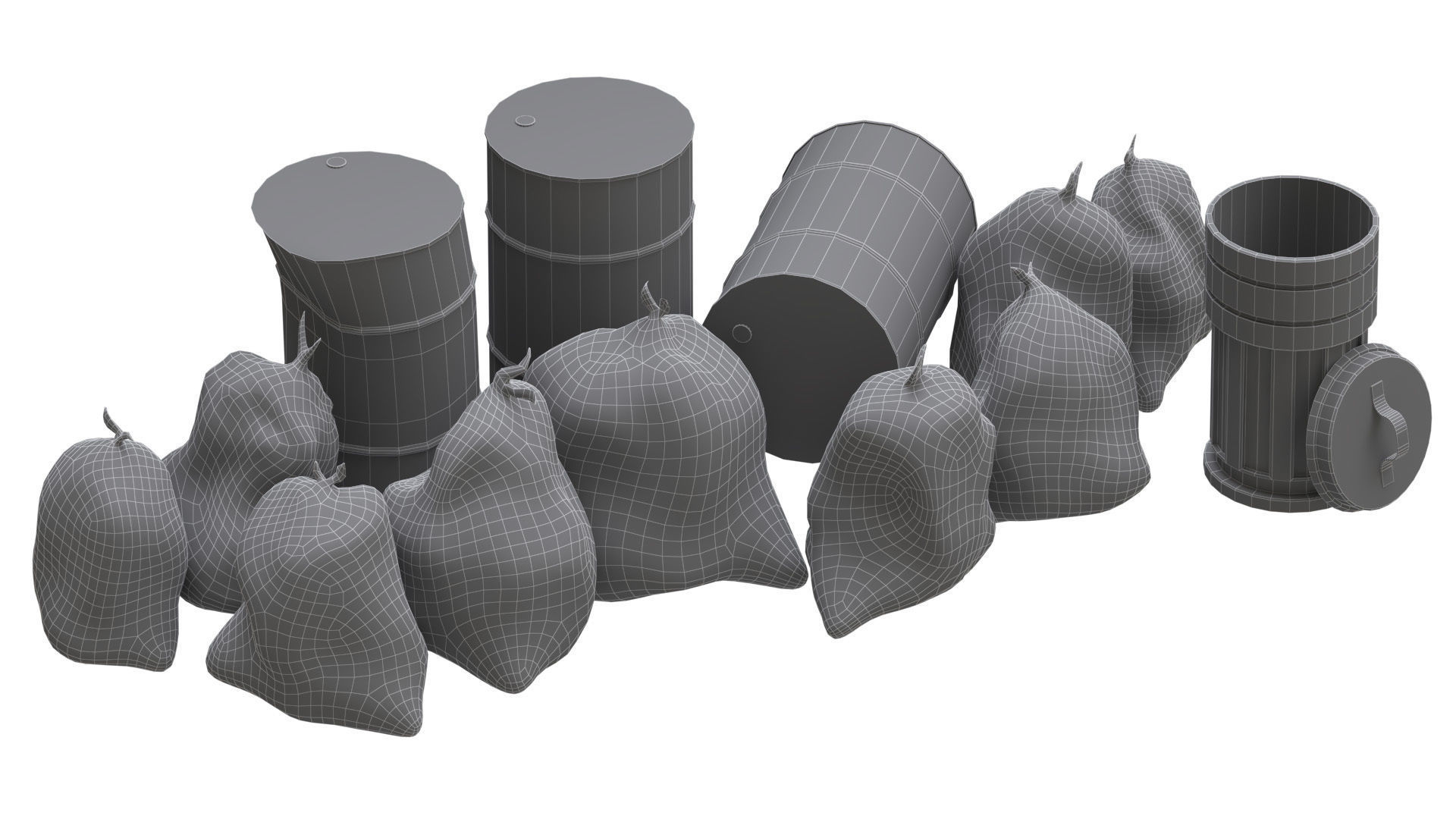 3D model Garbage bags and Urban Trash set VR / AR / low-poly | CGTrader