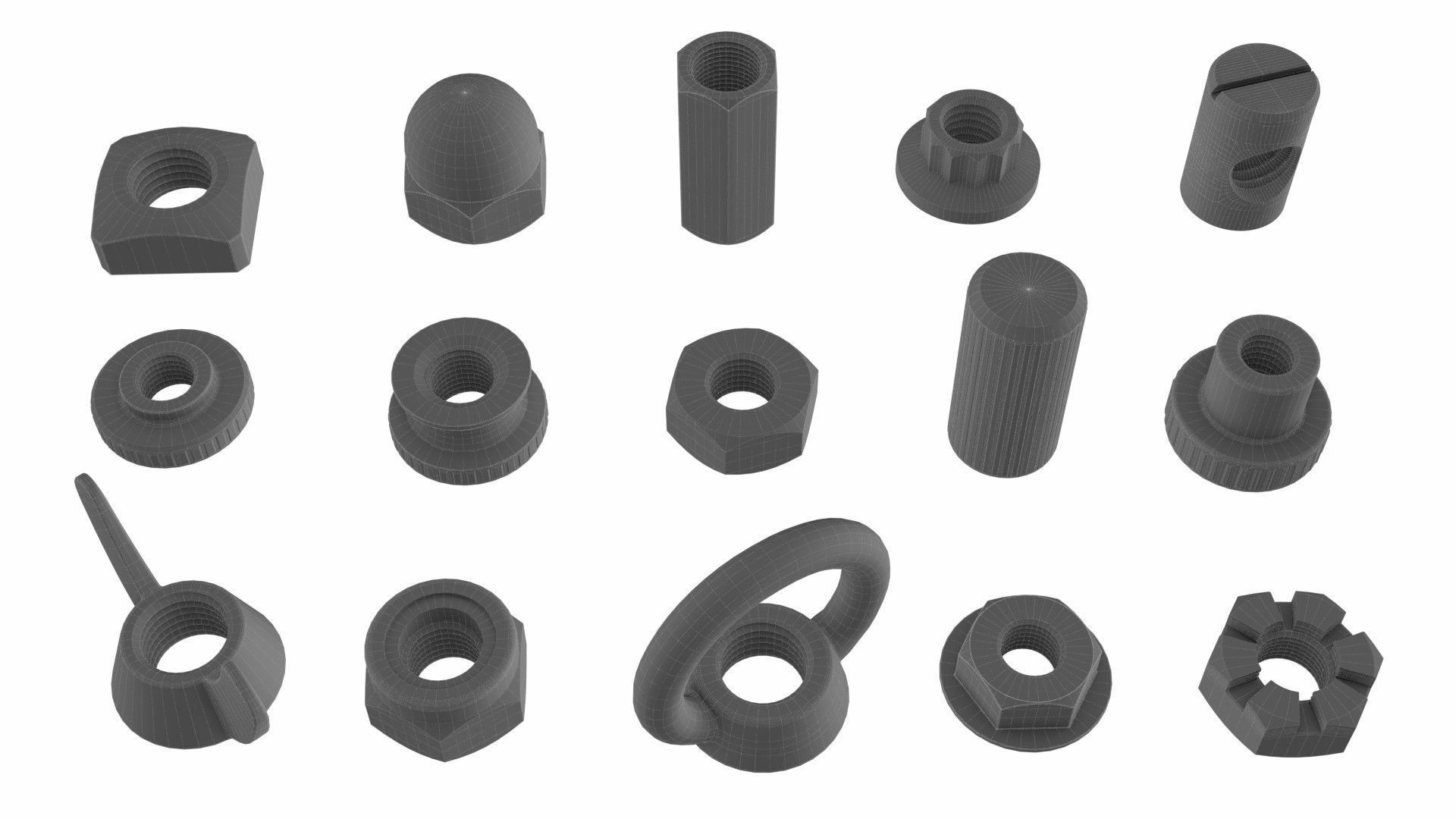 Large collection of fasteners 3D model | CGTrader