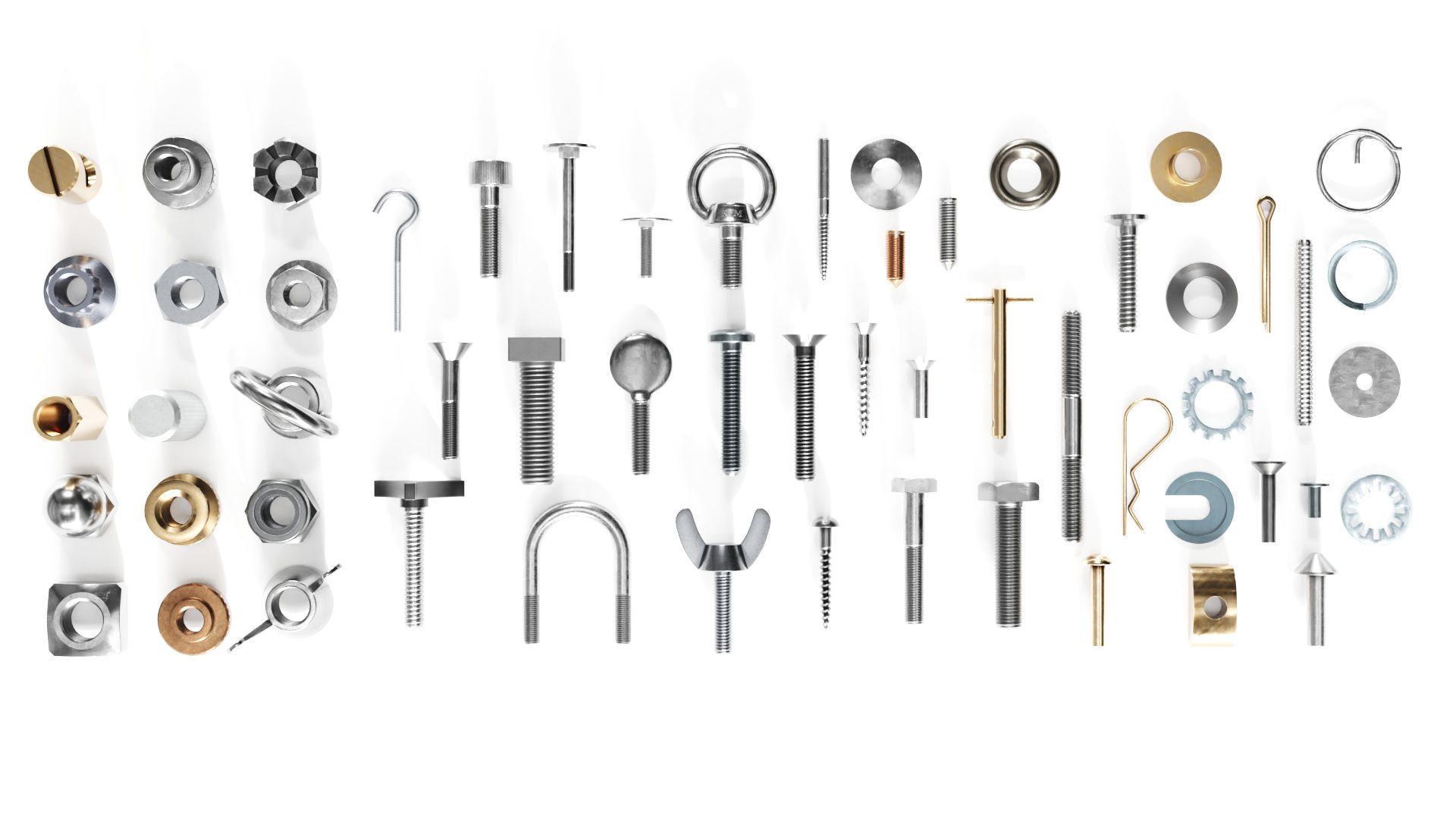 Large collection of fasteners 3D model | CGTrader